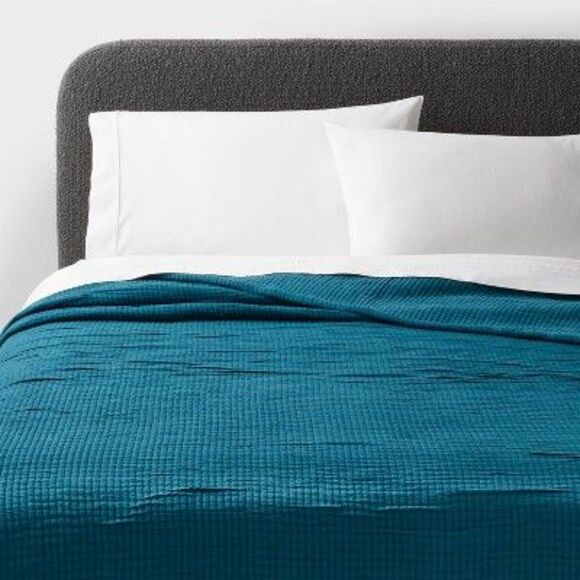 Threshold | Bedding | Threshold King Double Cloth Quilt Dark Teal Blue ...